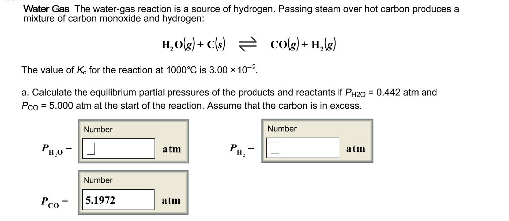 Solved Water Gas The water-gas reaction is a source of | Chegg.com