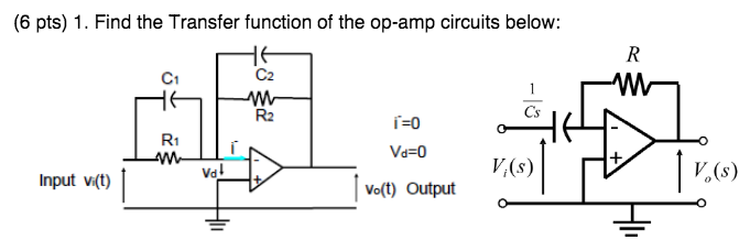 Solved Find the Transfer function of the op-amp circuits | Chegg.com