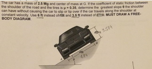 Solved The car has a mass of 2.5 Mg and center of mass at G. | Chegg.com