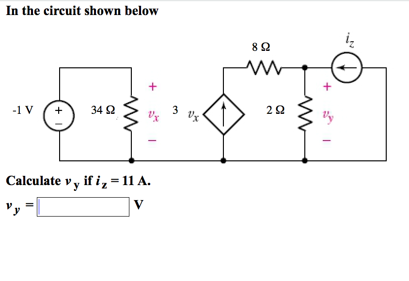 Solved In the circuit shown below 8Ω 3452 Calculate vy if | Chegg.com