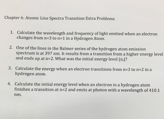 Solved Calculate The Wavelength And Frequency Of Light