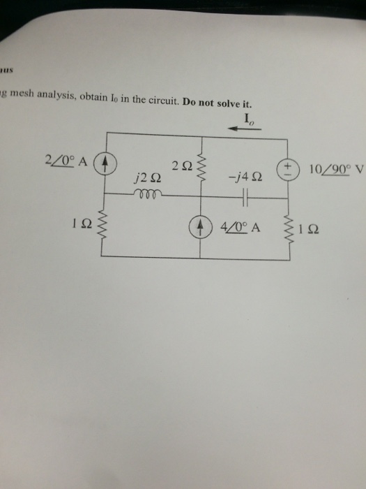 Solved mesh analysis, obtain I_0 in the circuit. Do not | Chegg.com