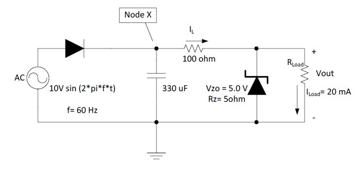 Solved The ripple voltage at node X. | Chegg.com