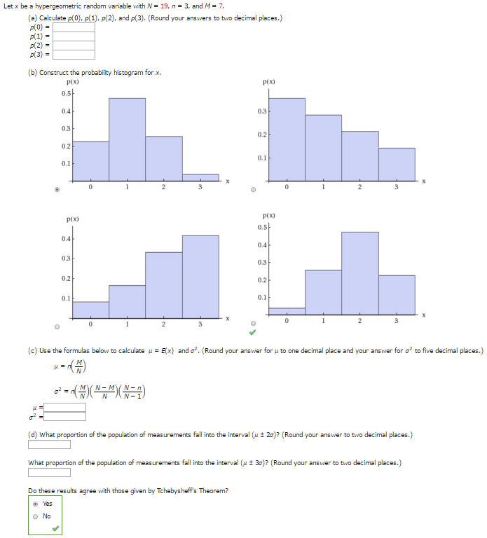 Solved Let x be a hypergeometric random variable with N = | Chegg.com