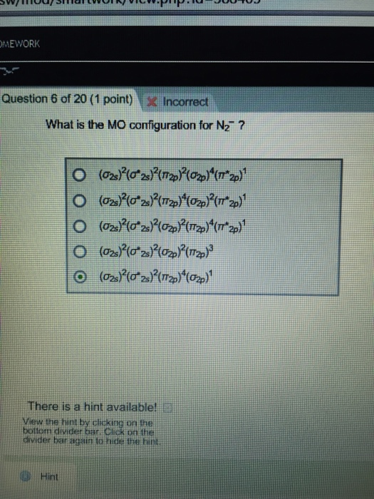 Solved What is the MO configuration for N2^- | Chegg.com