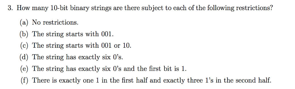Solved 3 How Many 10 Bit Binary Strings Are There Subject 7042