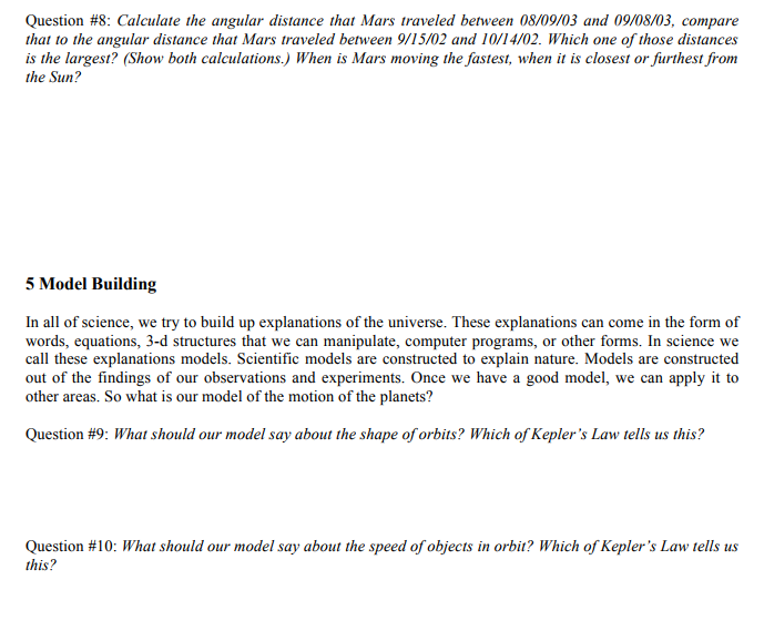 Solved Question #8: Calculate the angular distance that Mars | Chegg.com