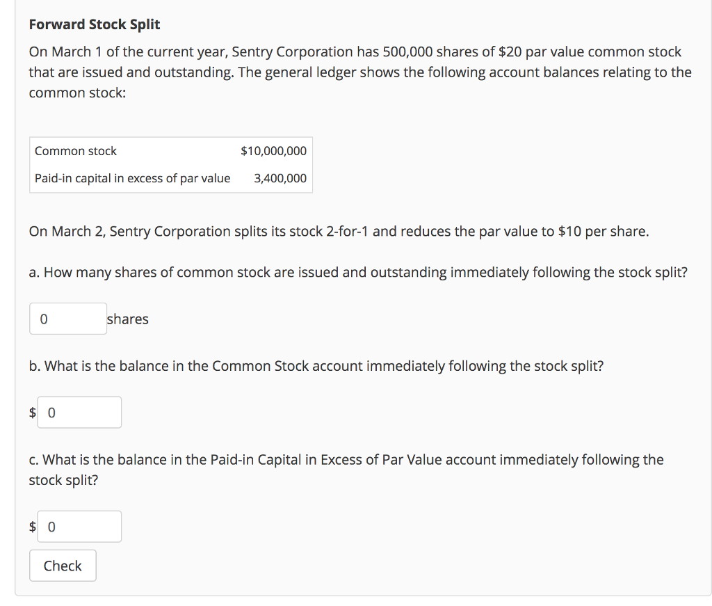 Solved Forward Stock Split On March 1 of the current year, | Chegg.com