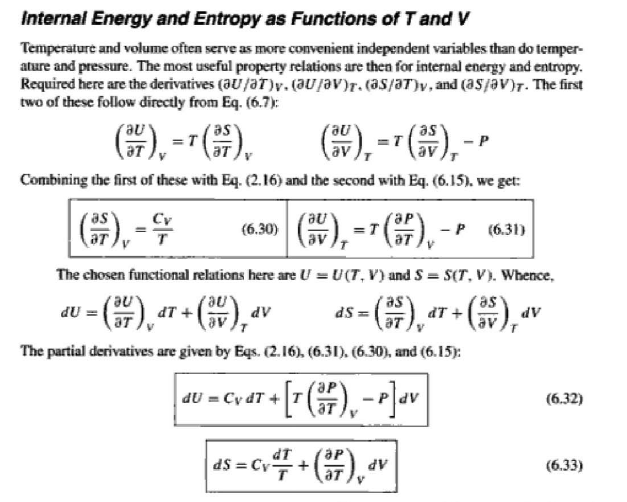 Solved Internal Energy and Entropy as Functions of Tand V | Chegg.com