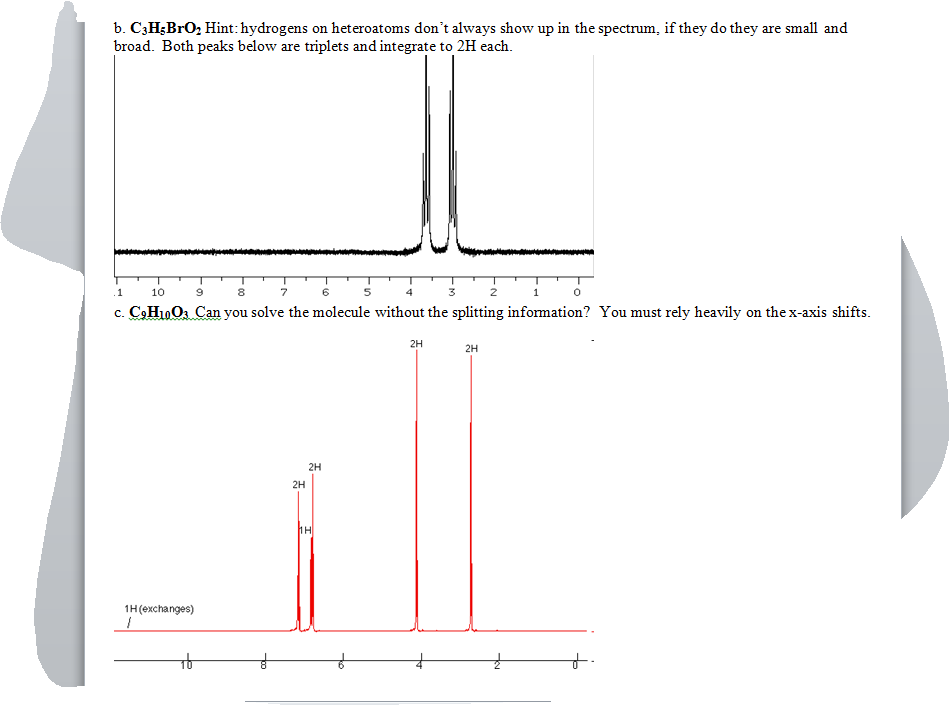Solved b. C3H5BrO2 Hint: hydrogens on heteroatoms don?t | Chegg.com