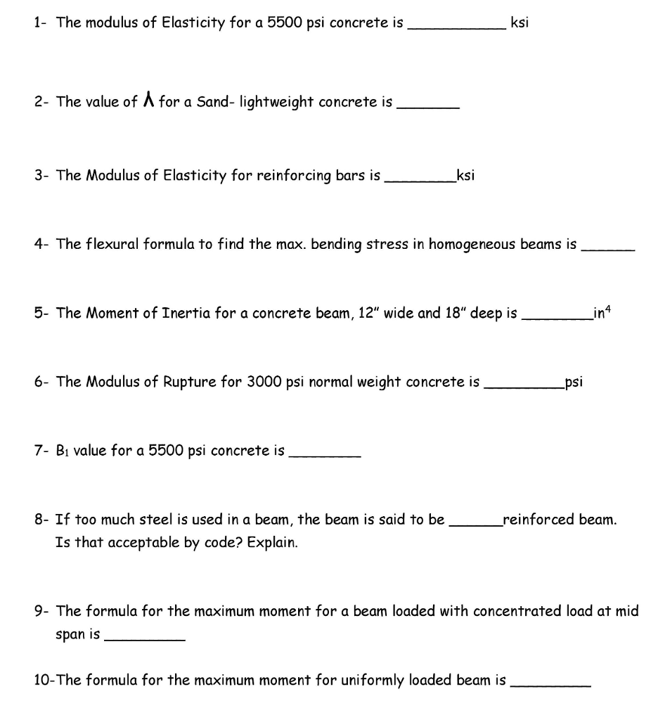 Solved The modulus of Elasticity for a 5500 psi concrete is | Chegg.com