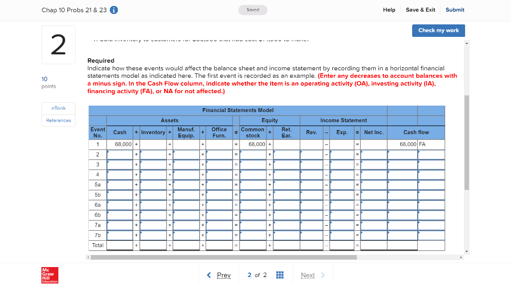 Solved Chap 10 Probs 21 & 23 G Help Save & Exit Submit Saved | Chegg.com