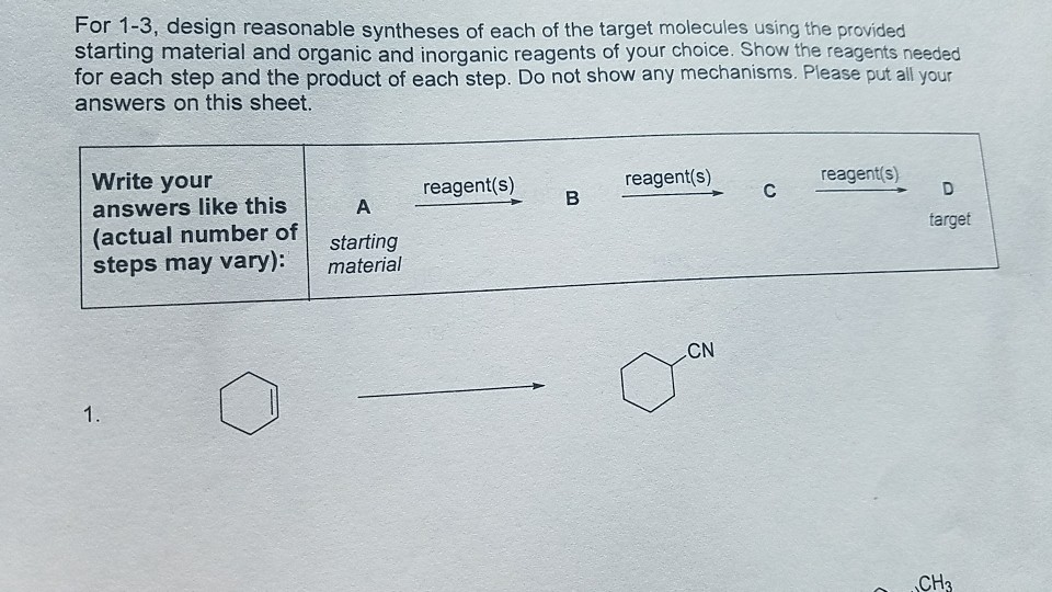 Solved For 1-3, design reasonable syntheses of each of the | Chegg.com