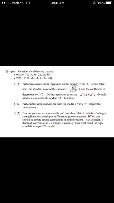 Consider the following dataset Perform a simple | Chegg.com