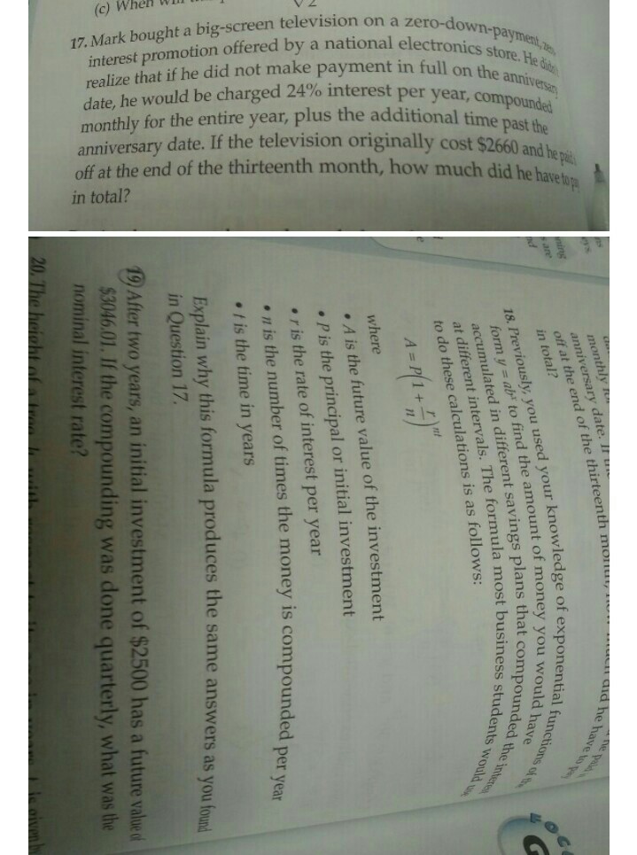 Solved (c) When ll sion on a zero-do 17. Mark bought a | Chegg.com