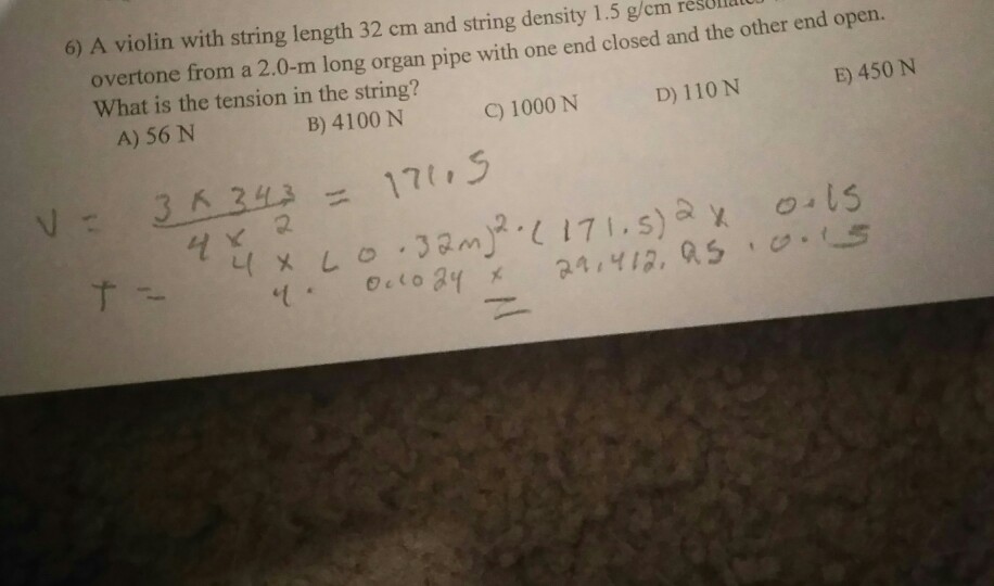 Solved 6) A violin with string length 32 cm and string | Chegg.com