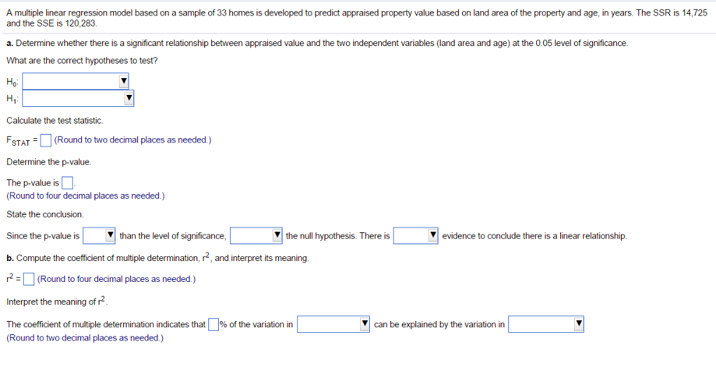 Solved A multiple linear regression model based on a sample | Chegg.com
