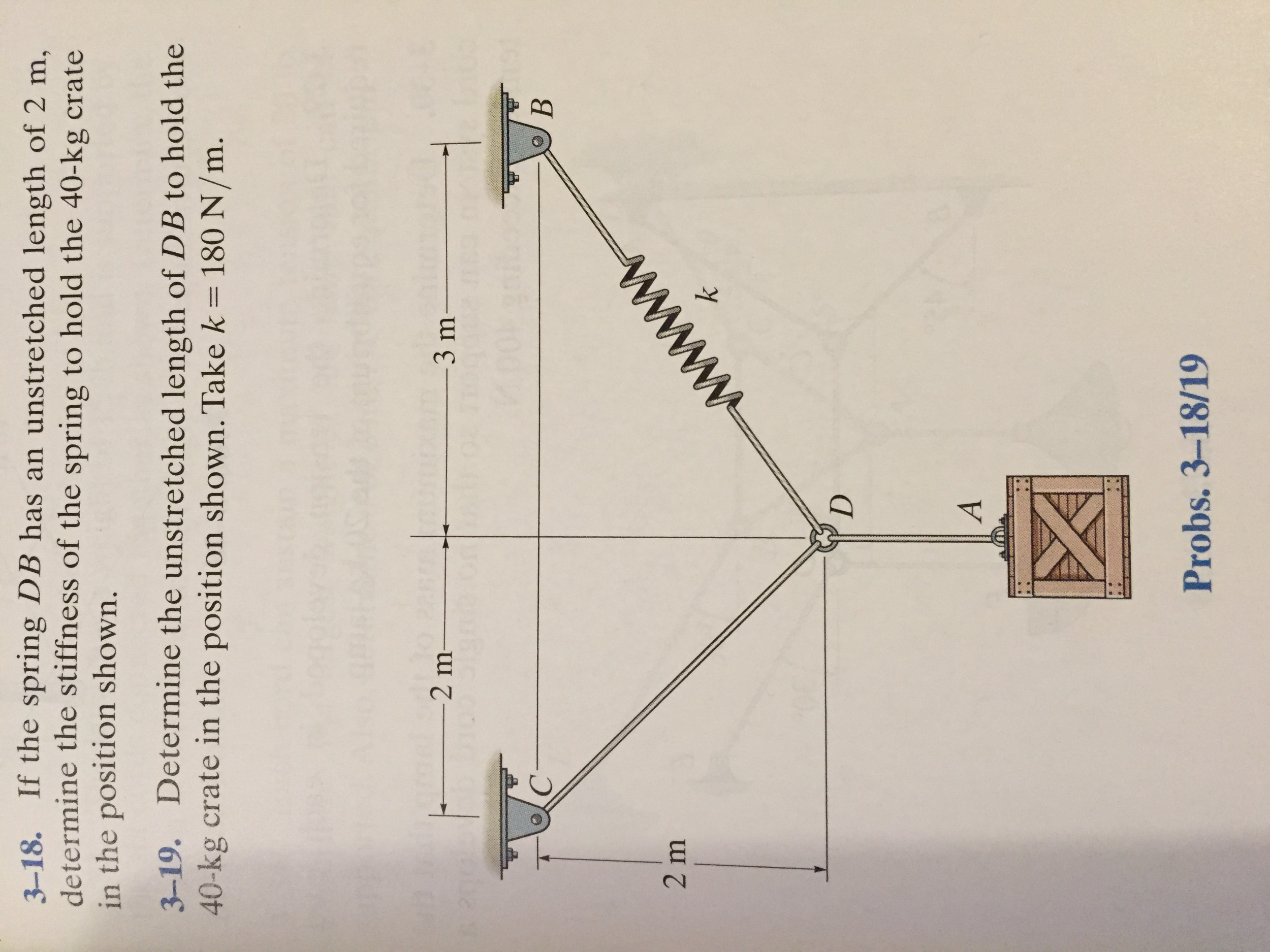 Solved If the spring DB has an unstretched length of 2 m, | Chegg.com