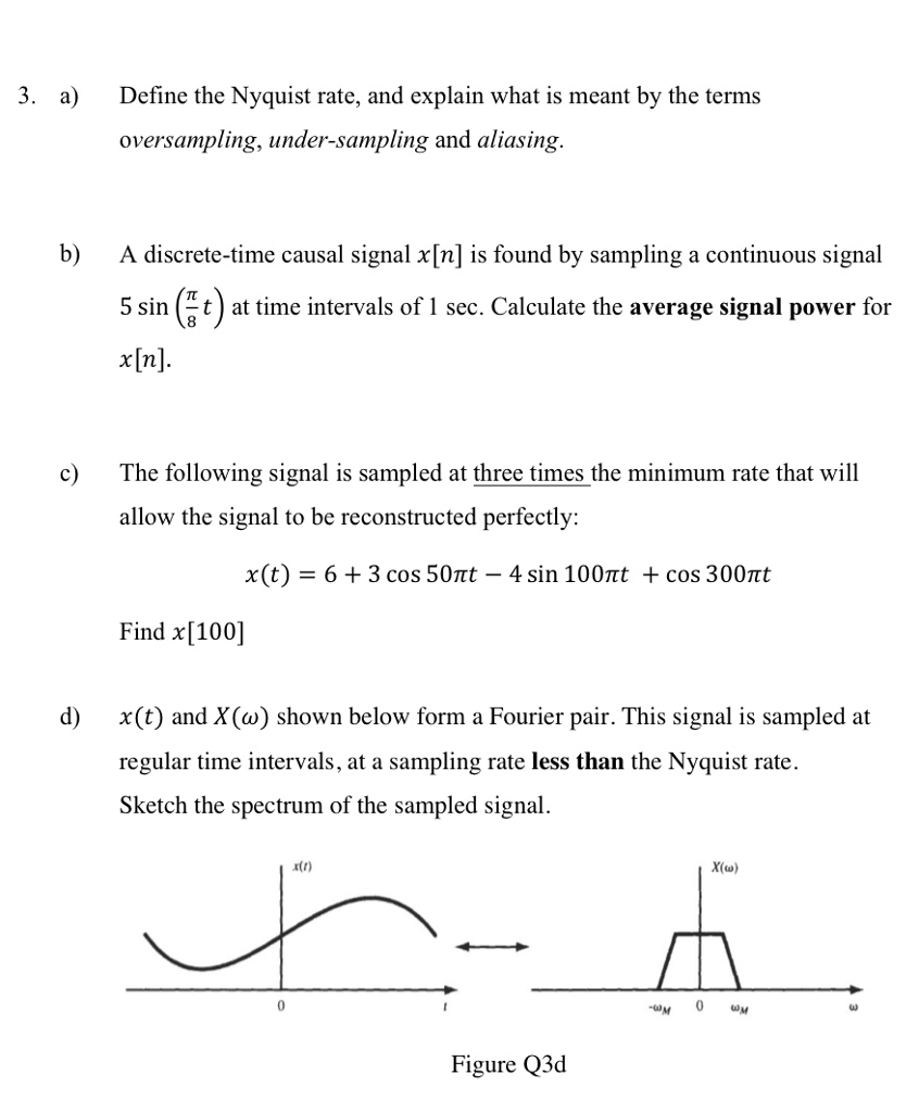 Solved 3. Define the Nyquist rate, and explain what is meant | Chegg.com Solved 3. Define the Nyquist rate, and explain what is meant | Chegg.com