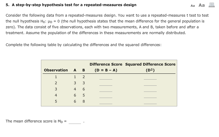 Solved 5. A step-by-step hypothesis test for a | Chegg.com