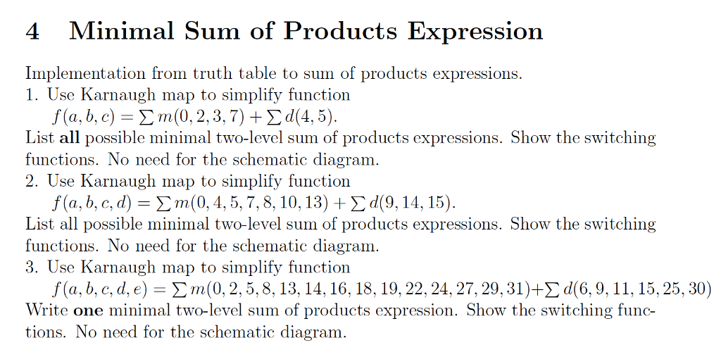 Solved 4 Minimal Sum Of Products Expression Implementation 1729