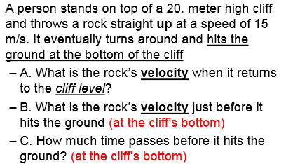 Solved A person stands on top of a 20. meter high cliff and | Chegg.com