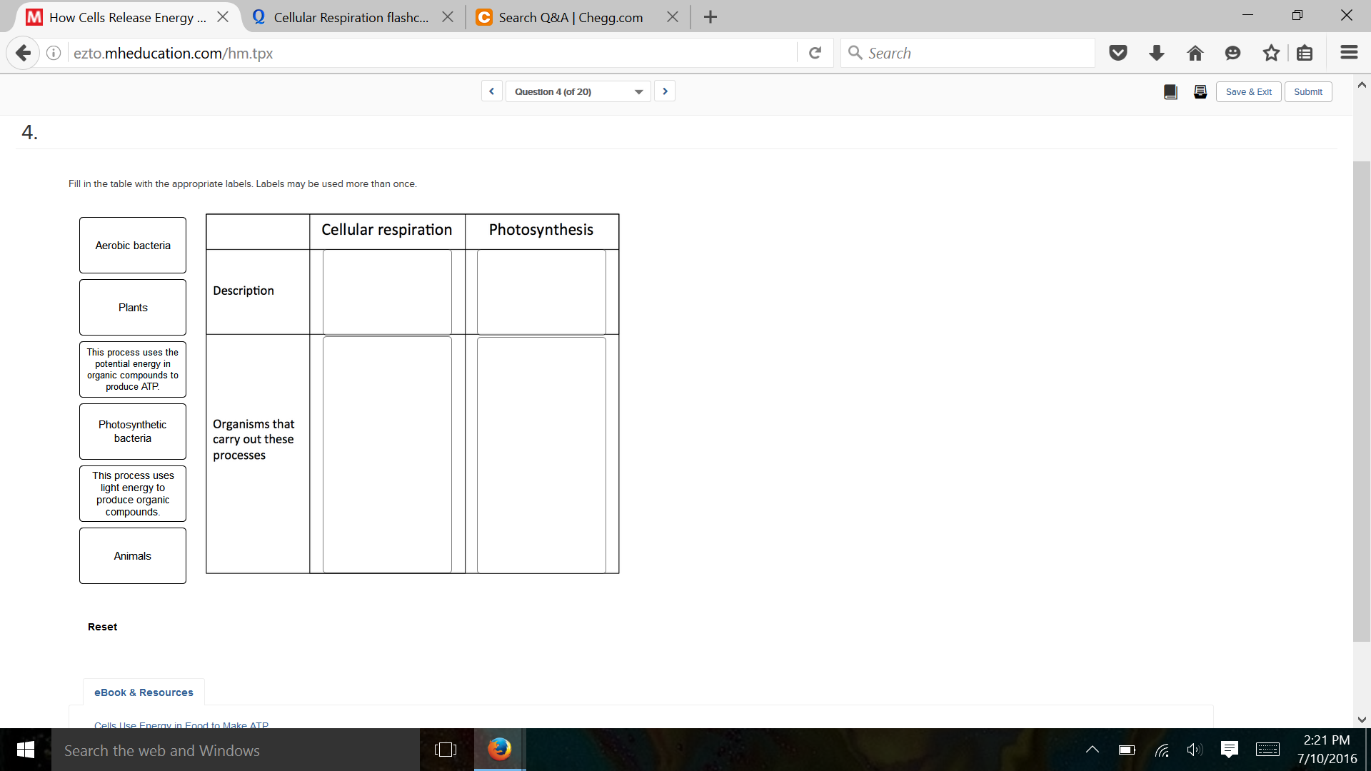 Fill in the table with the appropriate labels. Labels | Chegg.com