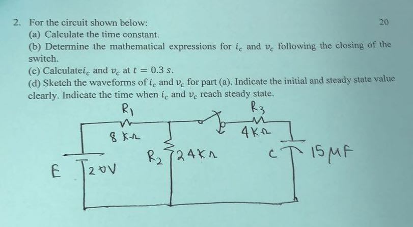 Solved 2. For the circuit shown below: (a) Calculate the | Chegg.com