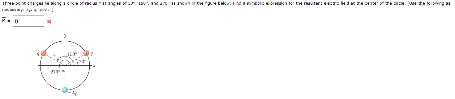Solved Three point charges lie along a circle of radius r at | Chegg.com