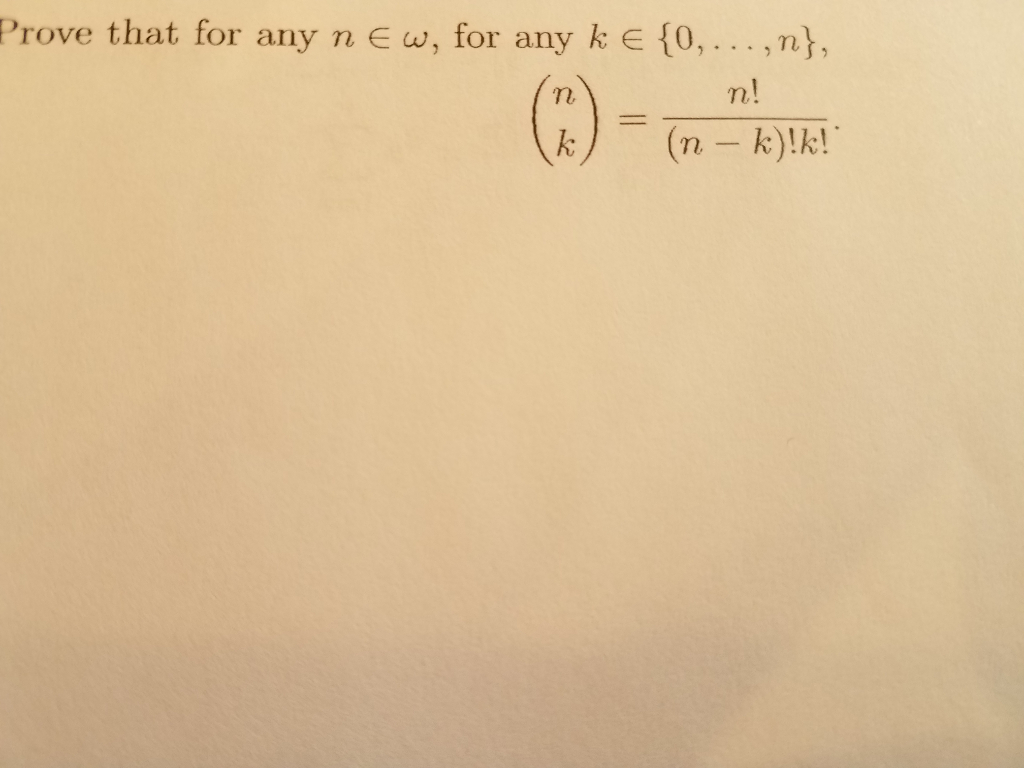 Solved Prove that for n elementof w, for any k elementof {0, | Chegg.com