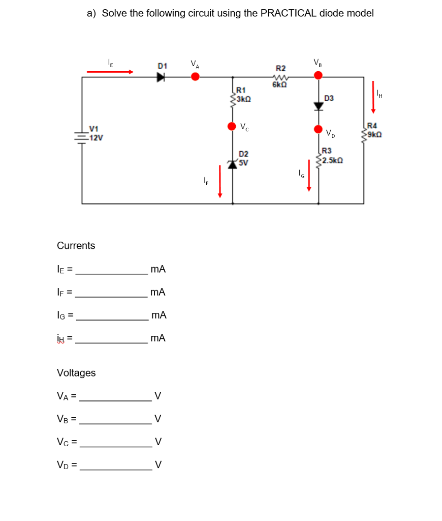 Solved Solve the following circuit using the PRACTICAL diode | Chegg.com