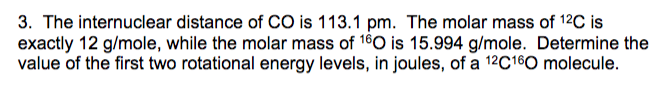 Solved 3. The internuclear distance of CO is 113.1 pm. The | Chegg.com