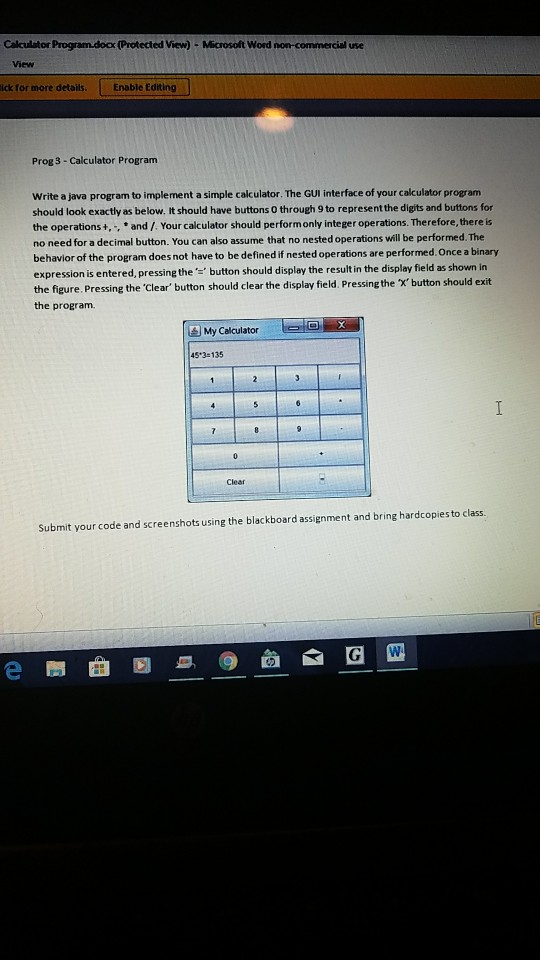 Solved Calculator Program docx (Protected View) - Microsoft | Chegg.com