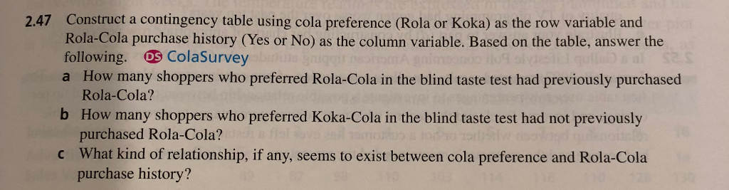 Construct a contingency table using cola preference | Chegg.com