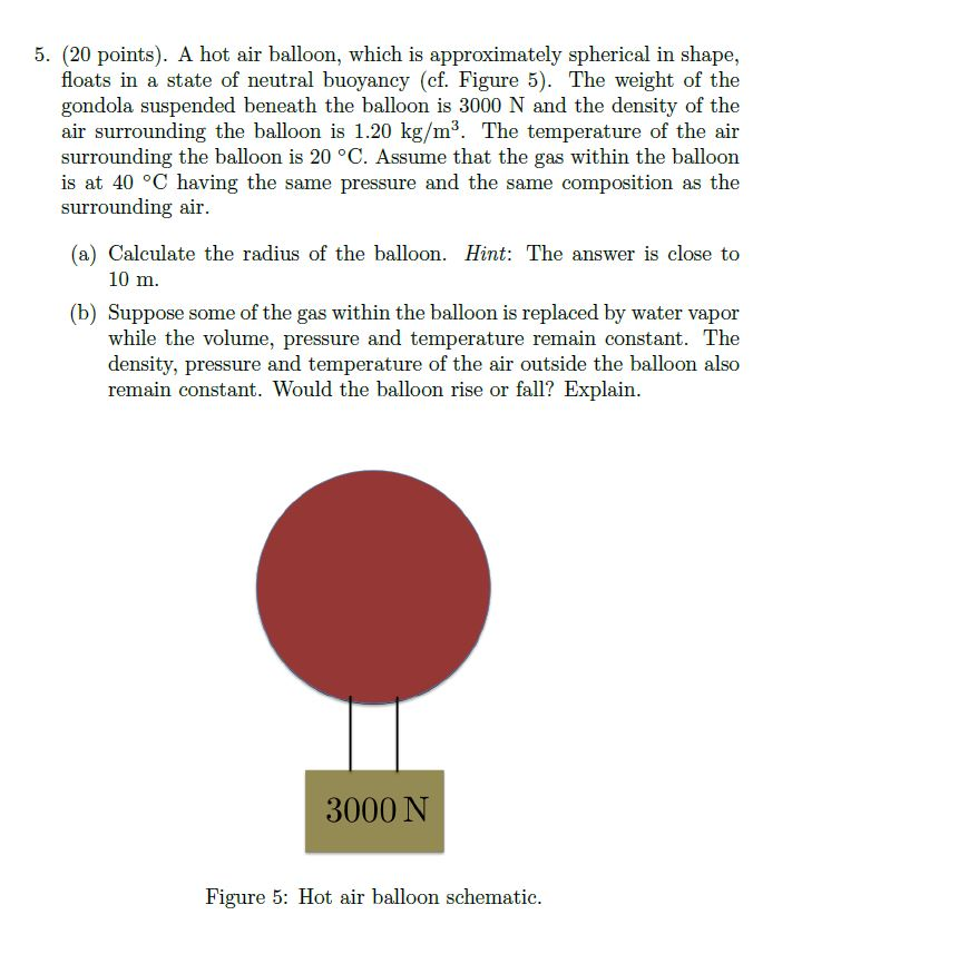 Solved A hot air balloon, which is approximately spherical | Chegg.com