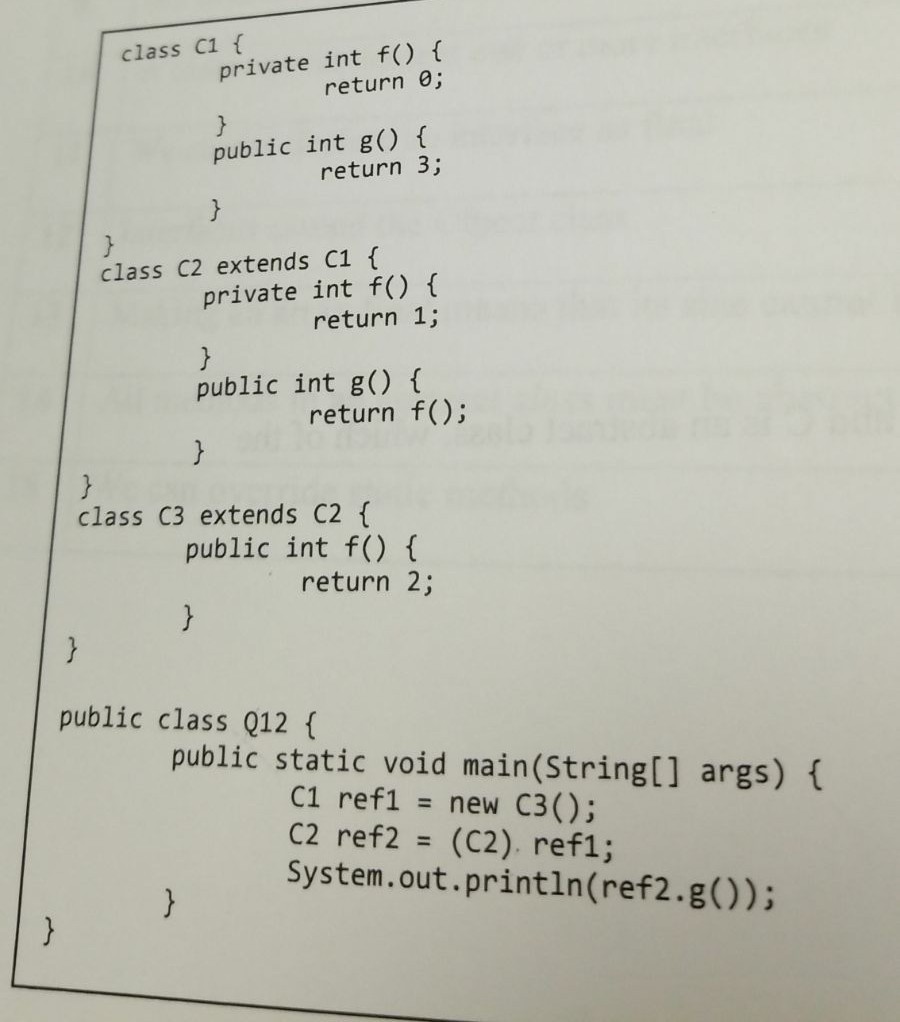 Solved class c1 f private int f) f return e; public int g) f | Chegg.com