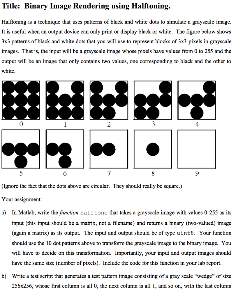 Solved Image processing problem: halftoning by using matrix | Chegg.com