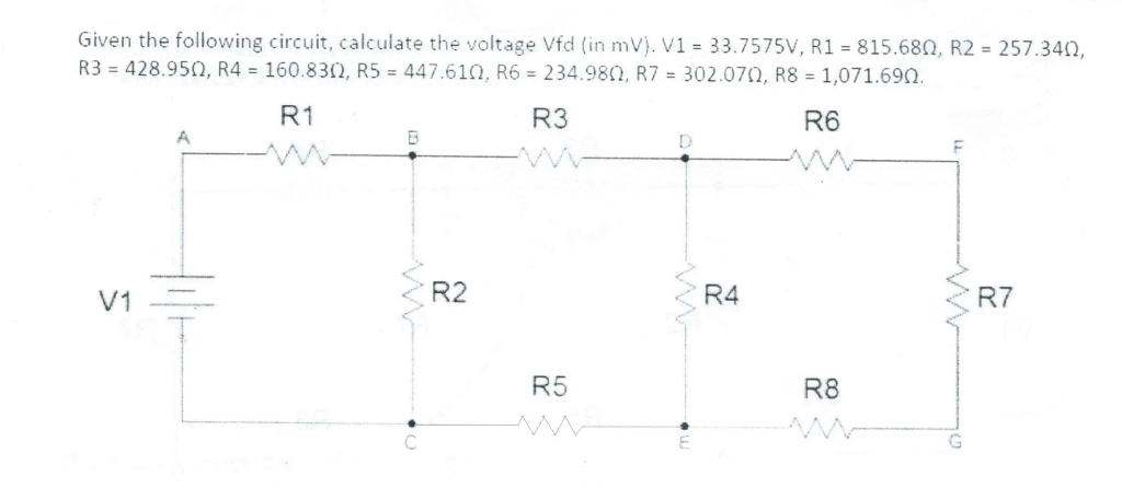 Solved Given the following circuit, calculate the voltage | Chegg.com