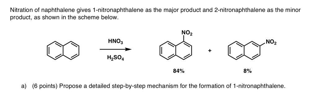 Solved Nitration of naphthalene gives 1-nitronaphthalene as | Chegg.com