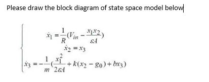 Solved Please draw the block diagram of state space model | Chegg.com