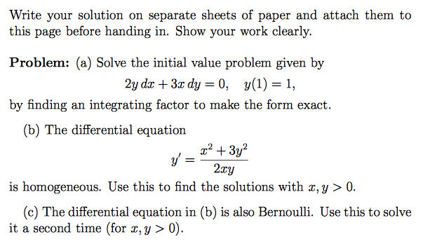 Solved Write your solution on separate sheets of paper and | Chegg.com