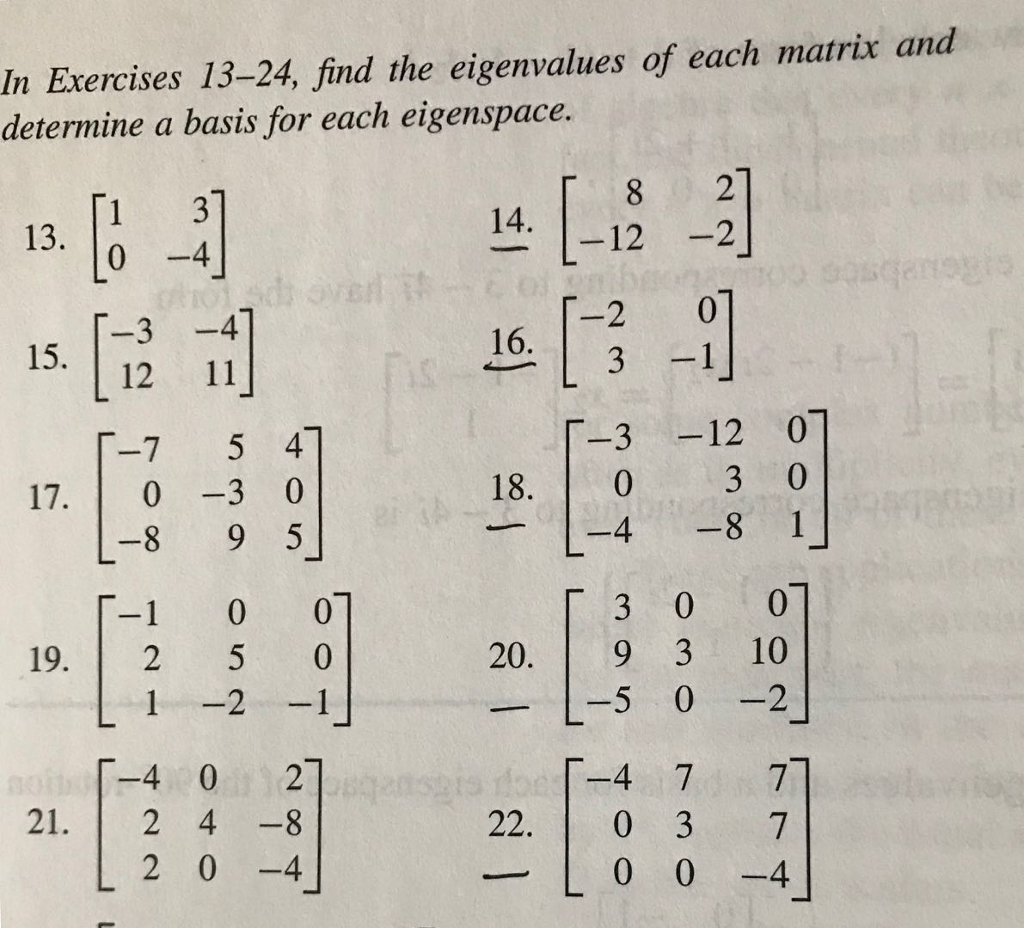 Solved In Exercises 13-24, find the eigenvalues of each | Chegg.com