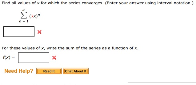 Solved Find all values of x for which the series converges. | Chegg.com
