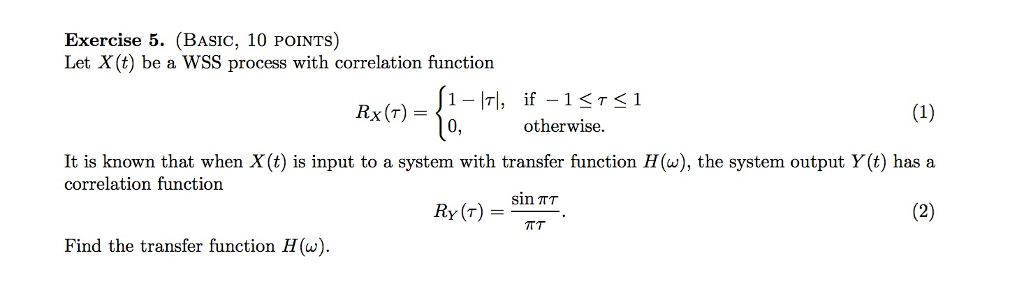 Solved Let X (t) be a WSS process with correlation function | Chegg.com