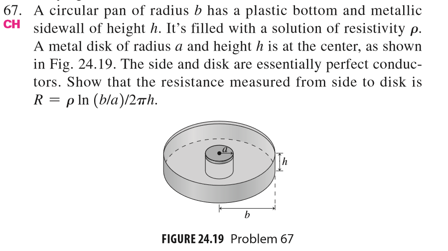 Solved 67. A circular pan of radius b has a plastic bottom | Chegg.com