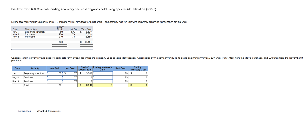 Solved Brief Exercise 6-8 Calculate ending inventory and | Chegg.com