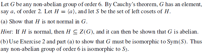 Solved Let G be any non-abelian group of order 6. By | Chegg.com