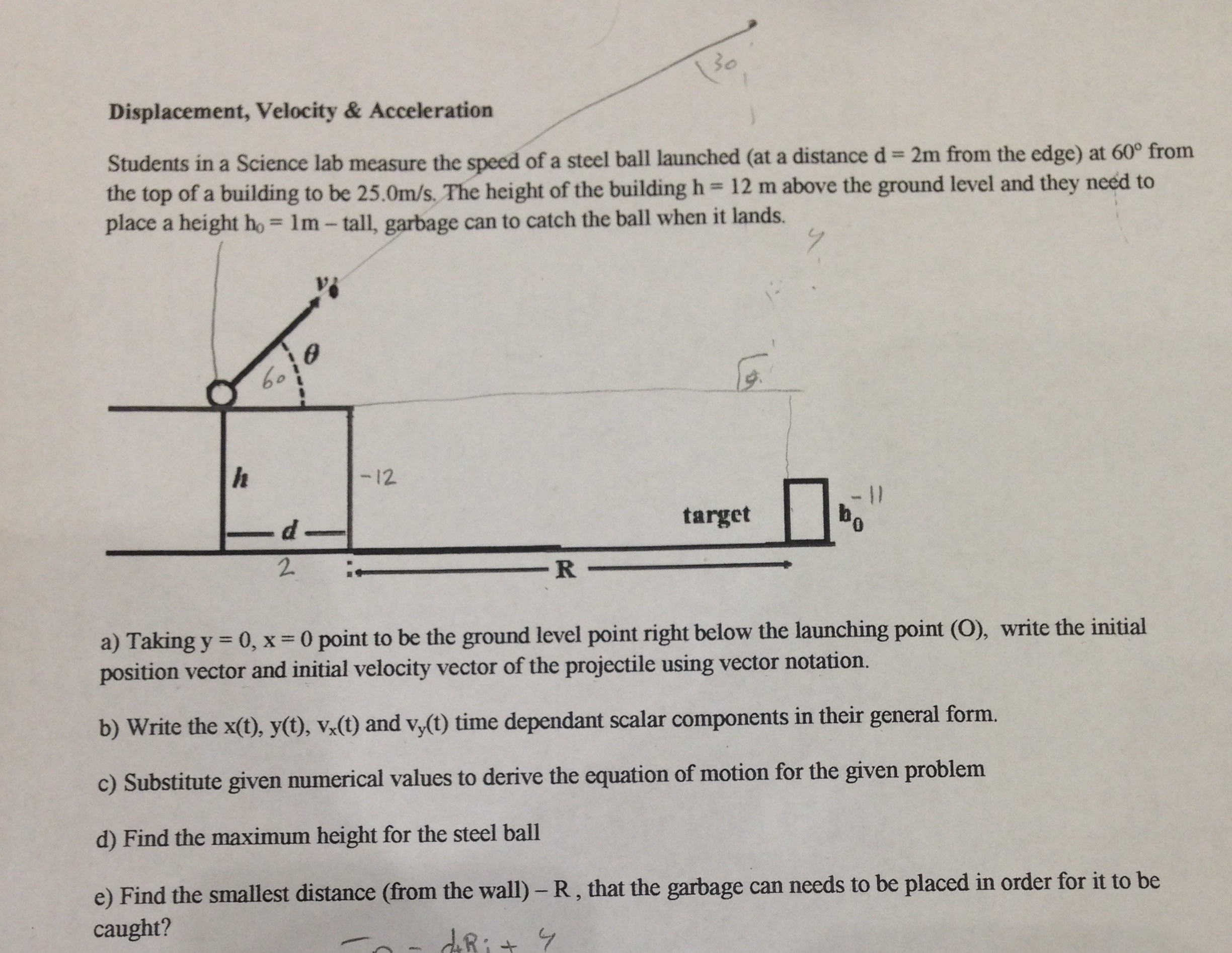 Displacement, Velocity & Acceleration Students in a | Chegg.com