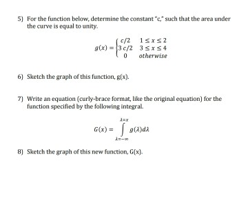 Solved For the function below, determine the constant "c, " | Chegg.com