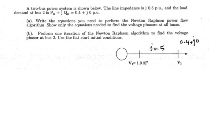 Solved A two-bus power system is shown below. The line | Chegg.com